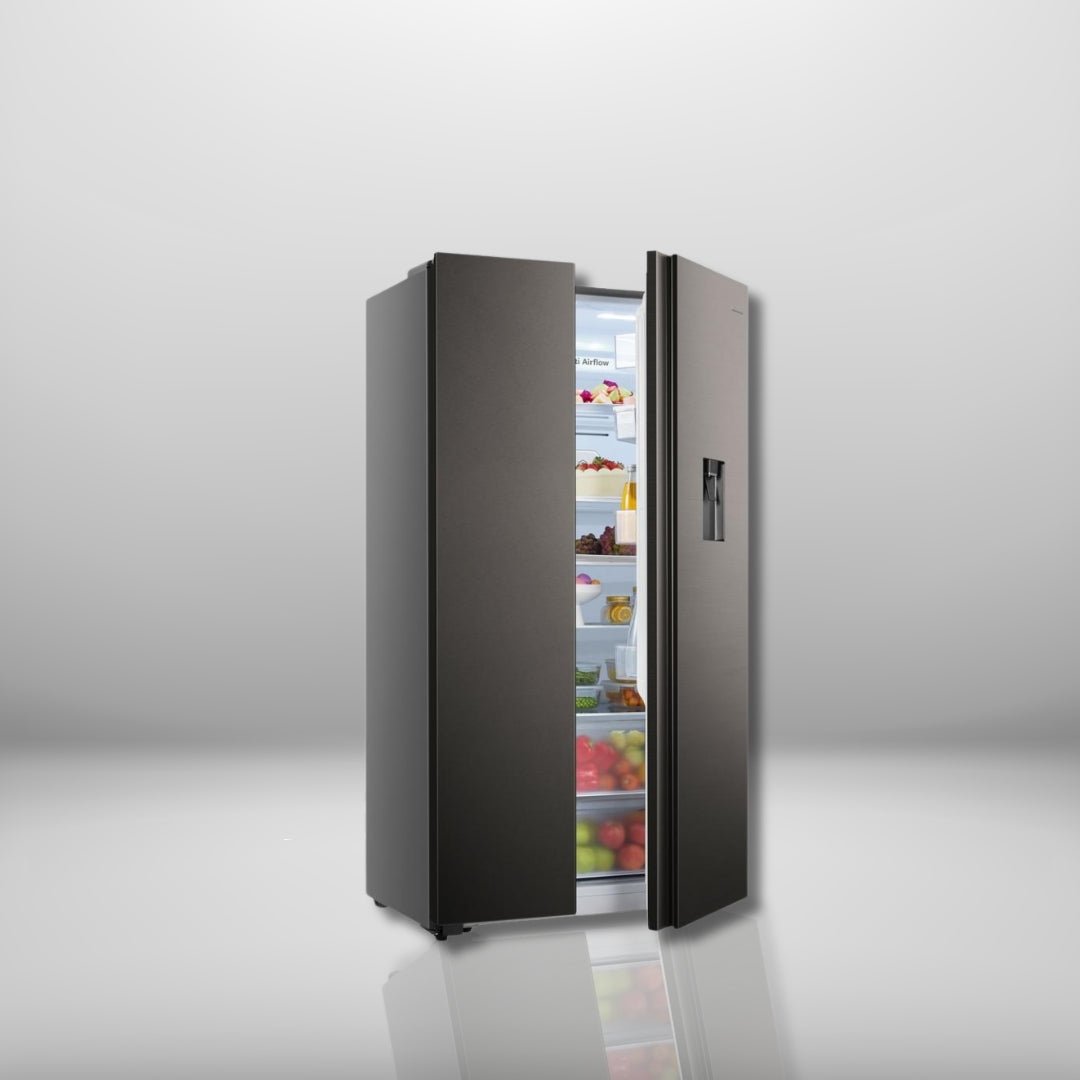 HISENSE Side by Side Fridge H670SIT-WD 508L Titanium Inox – Electronics Hub