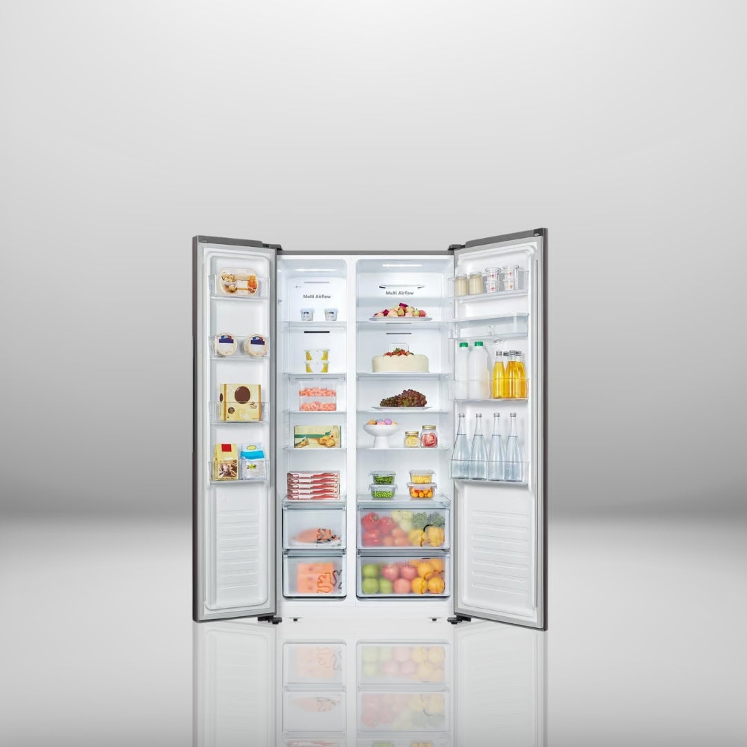 HISENSE Side by Side Fridge H670SIT-WD 508L Titanium Inox – Electronics Hub